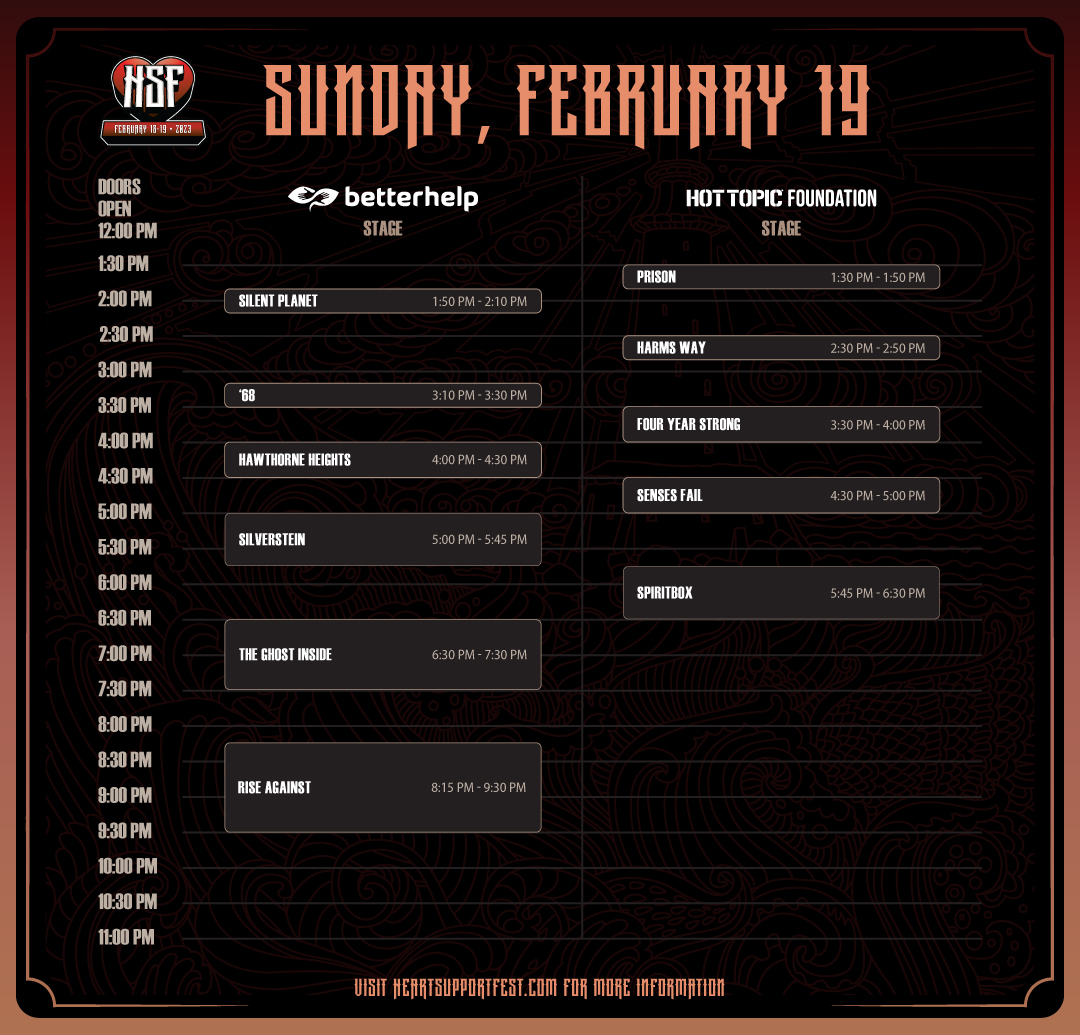 HEARTSUPPORT FEST 2023 SET TIMES RELEASED! - The Photo Pit